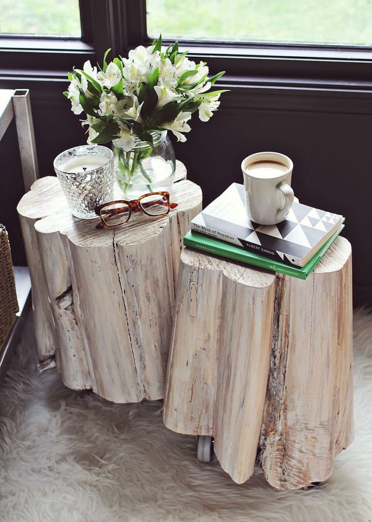 Modern Tree Stump Side Table Design Ideas - Live Enhanced
